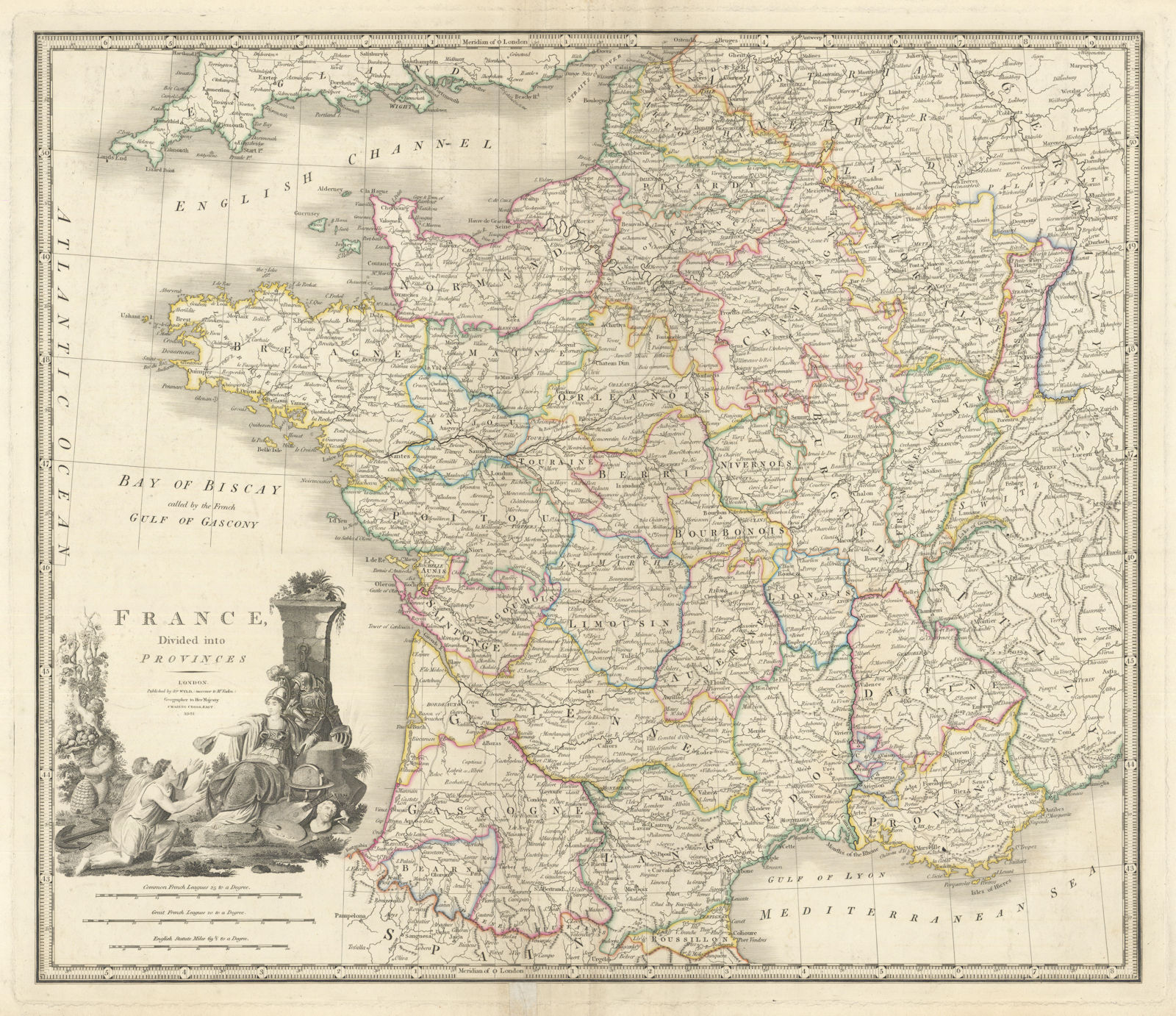 France divided into Provinces by Wyld, James: (1841) Map | Antiqua ...