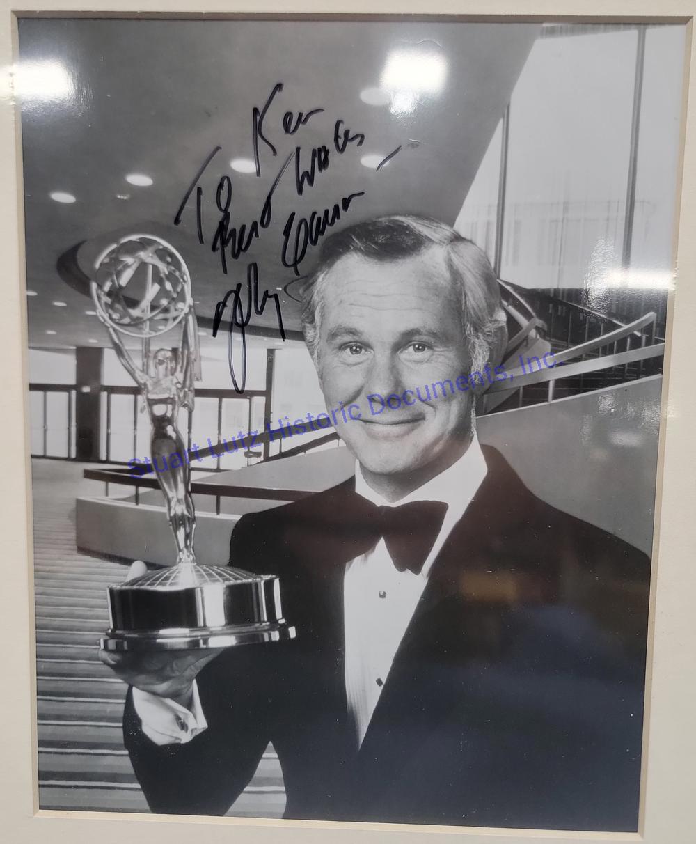 Johnny Carson Holding An Emmy Signed Photograph by JOHNNY CARSON ...