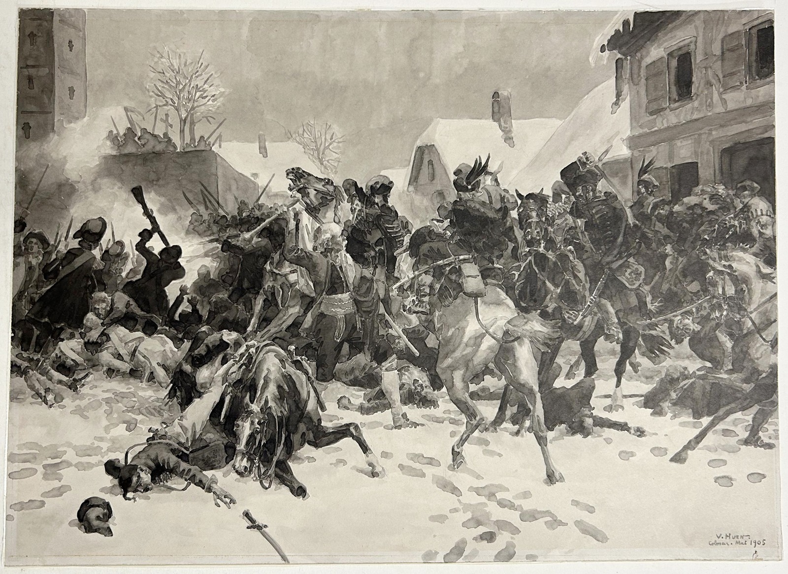 Soldat Husaren Kavallerie Kampf Bataille Napoleon Schlacht // Aquarell ...