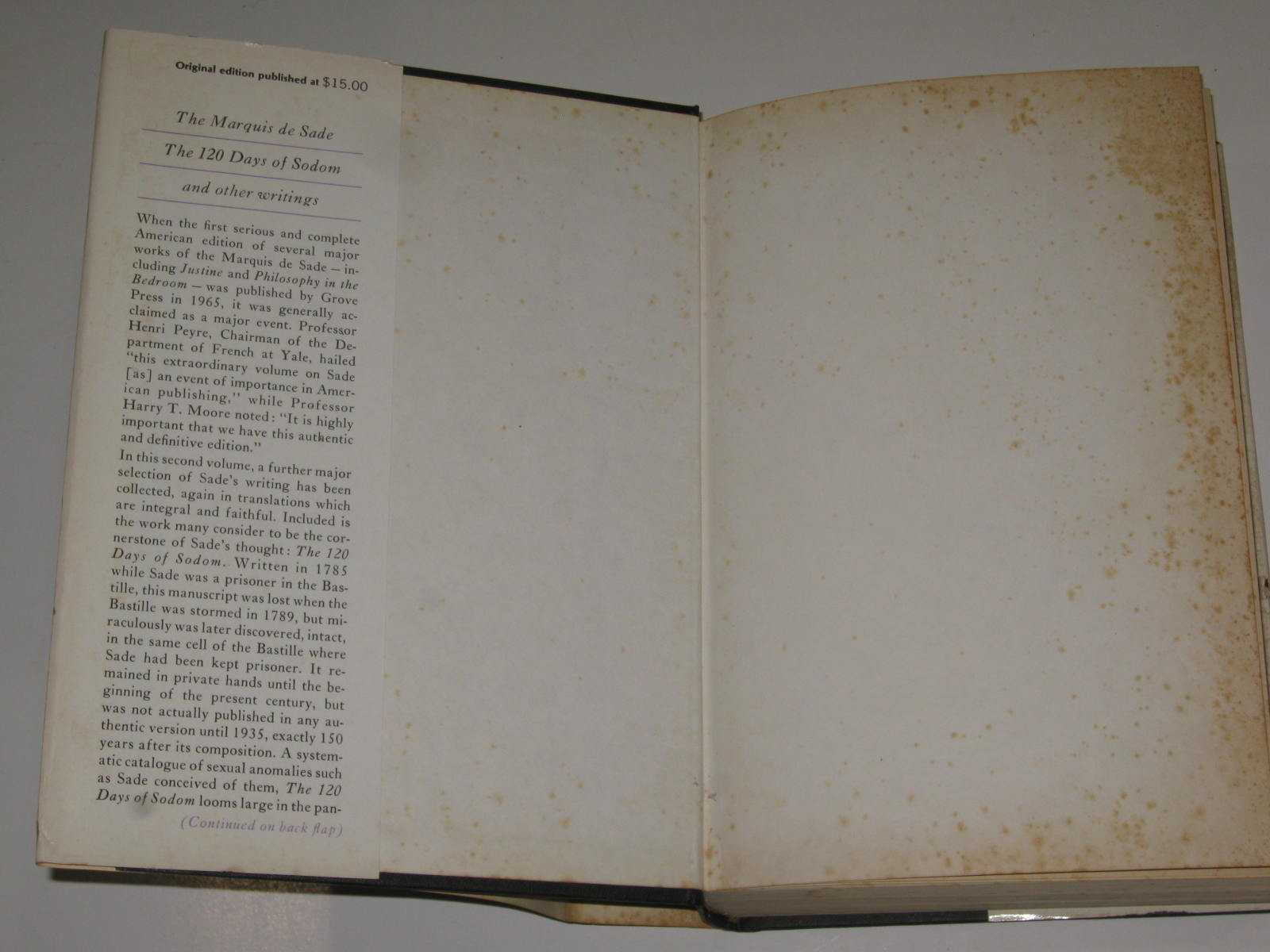 The 120 Days of Sodom and Other Writings de The Marquis de Sade: Very ...