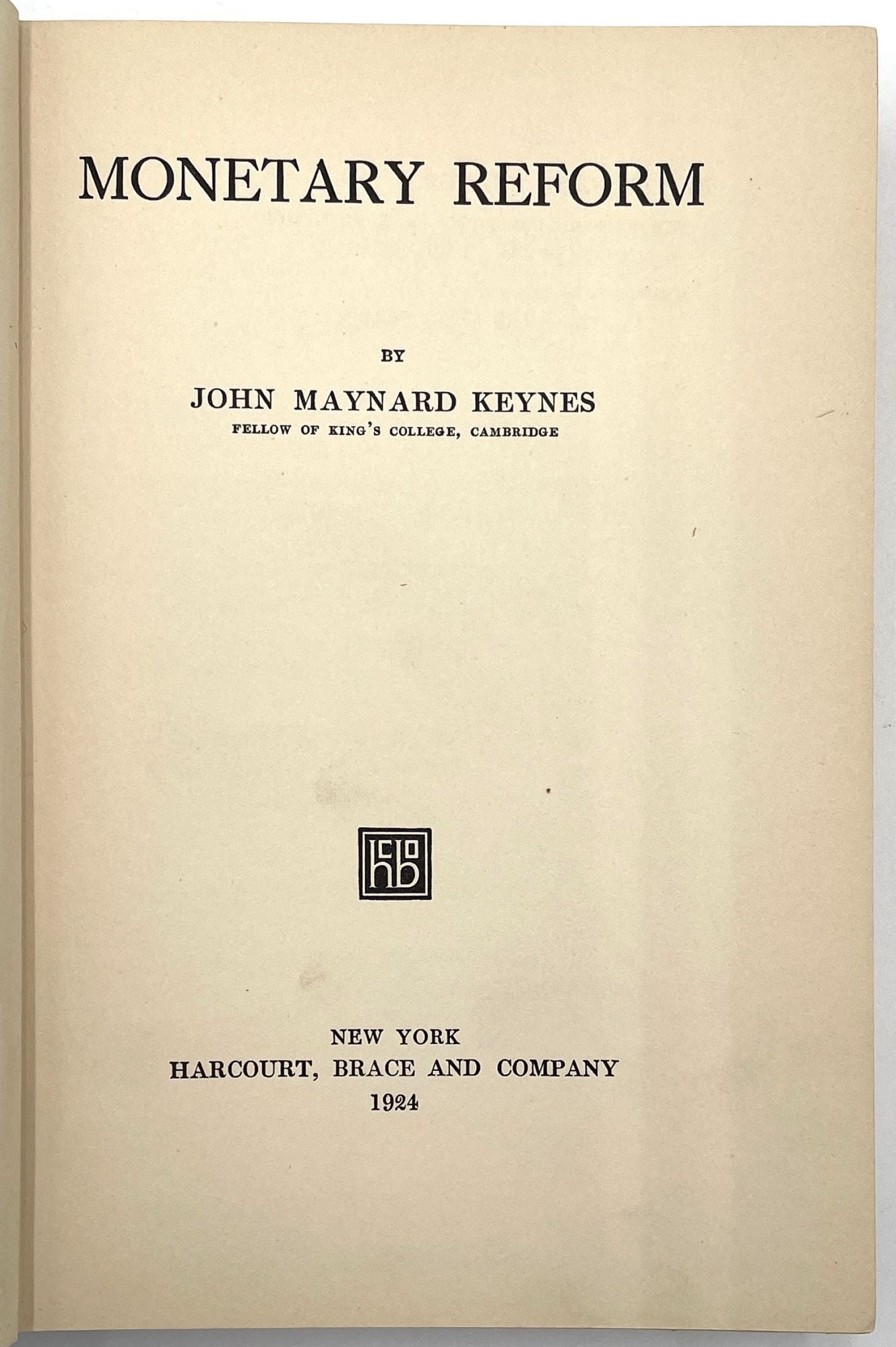 Monetary Reform [First American Edition] by Keynes, John Maynard | InkQ ...