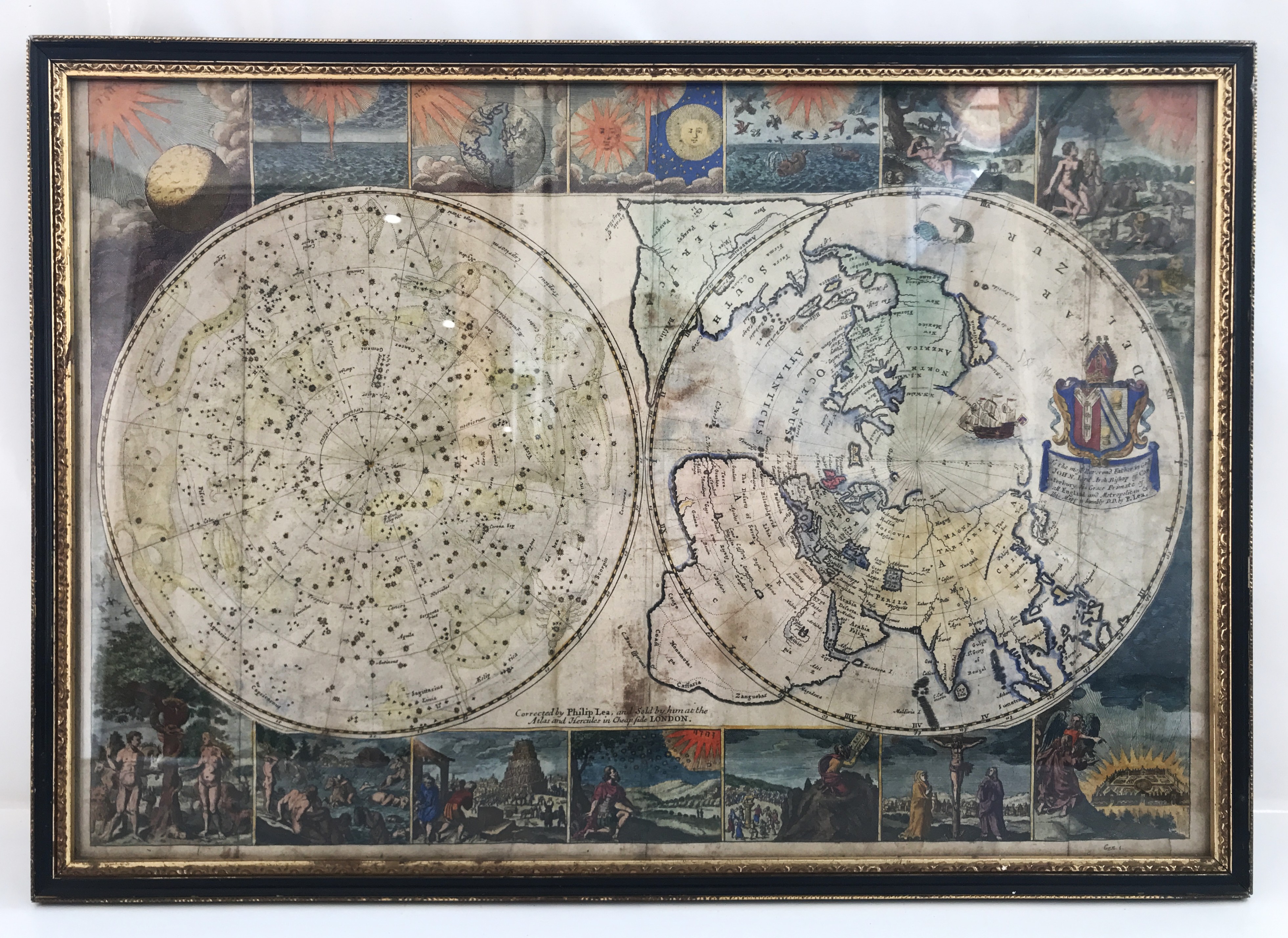 Map of The Heavens and The Earth. by Philip Lea: (1699) Map | Wapping Books