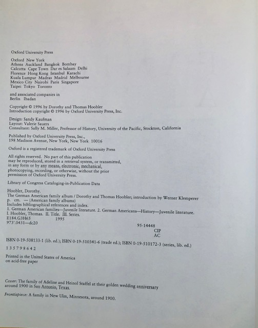 The German American Family Album - Hoobler (1996) First Edition, Oxford ...
