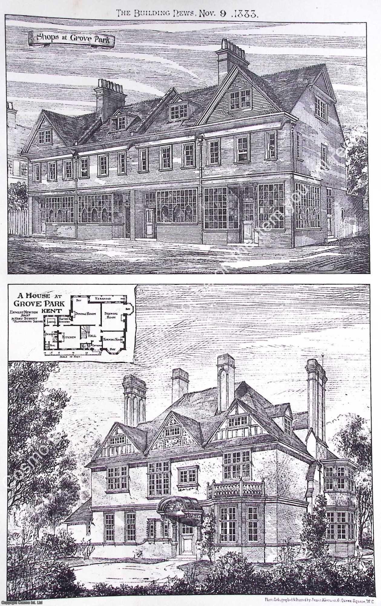 1883 : A House at Grove Park, Kent. An original page from The Building ...