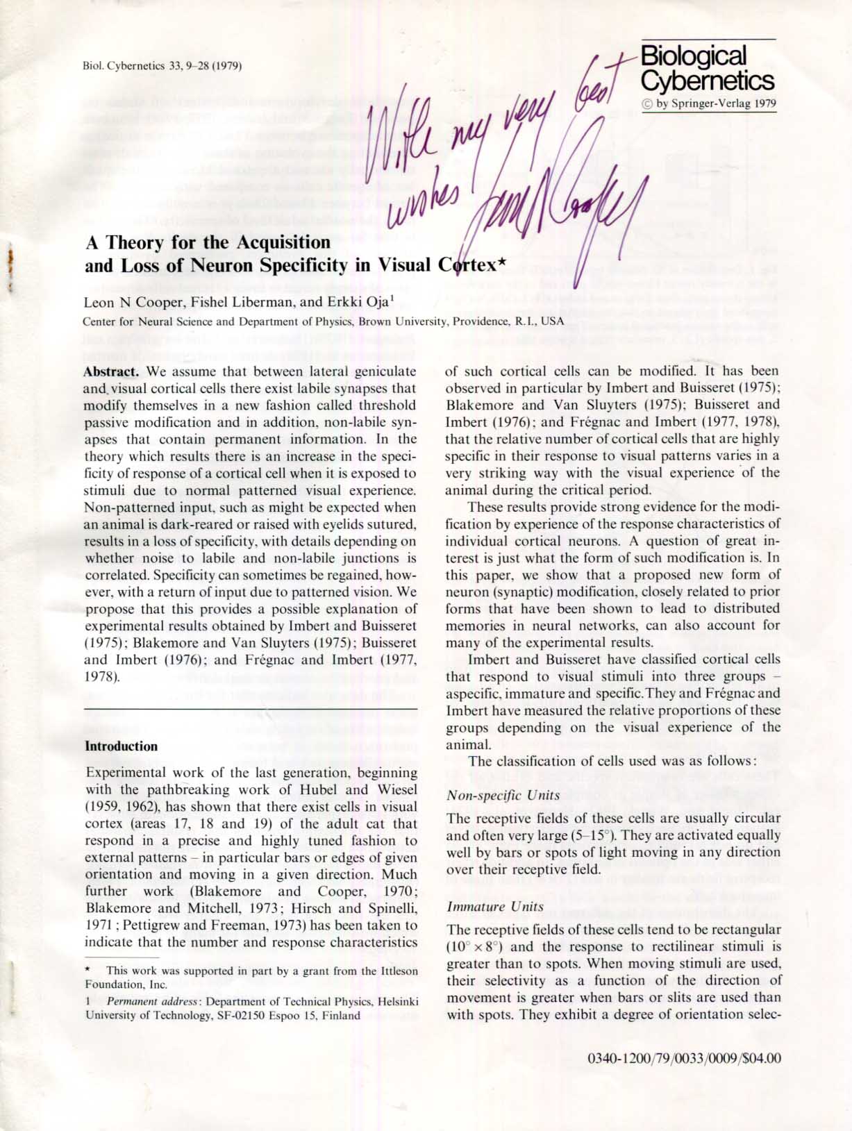 Leon Neil Cooper Autograph von Leon Neil Cooper: Signatur des ...