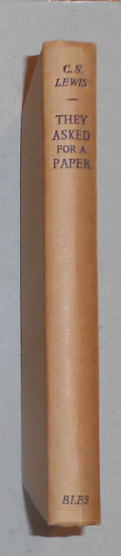 They Asked for A Paper by LEWIS, C S: Fine HARDCOVER (1962) 1st Edition ...