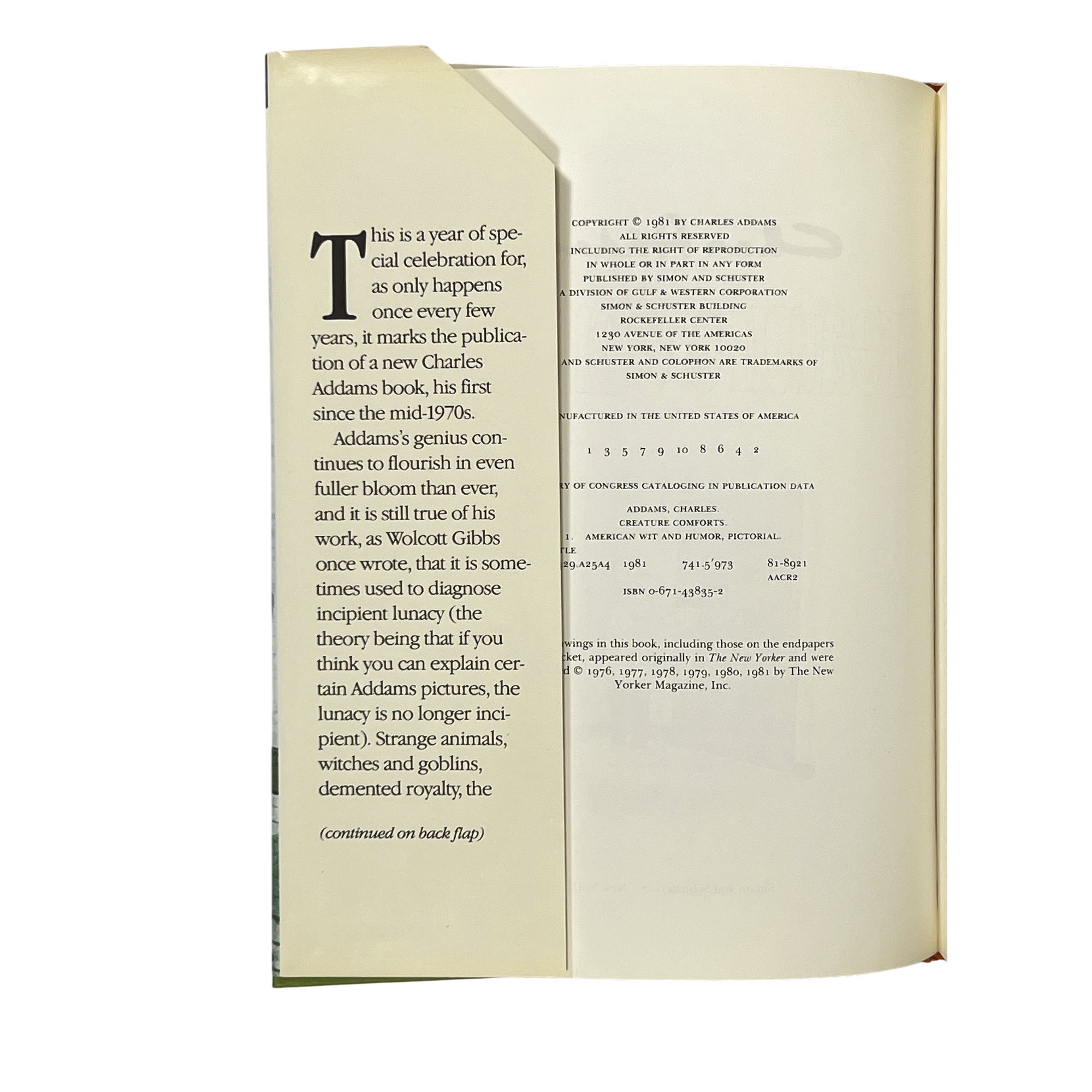 Creature Comforts by Addams, Charles: Near fine Hardcover (1981) First ...