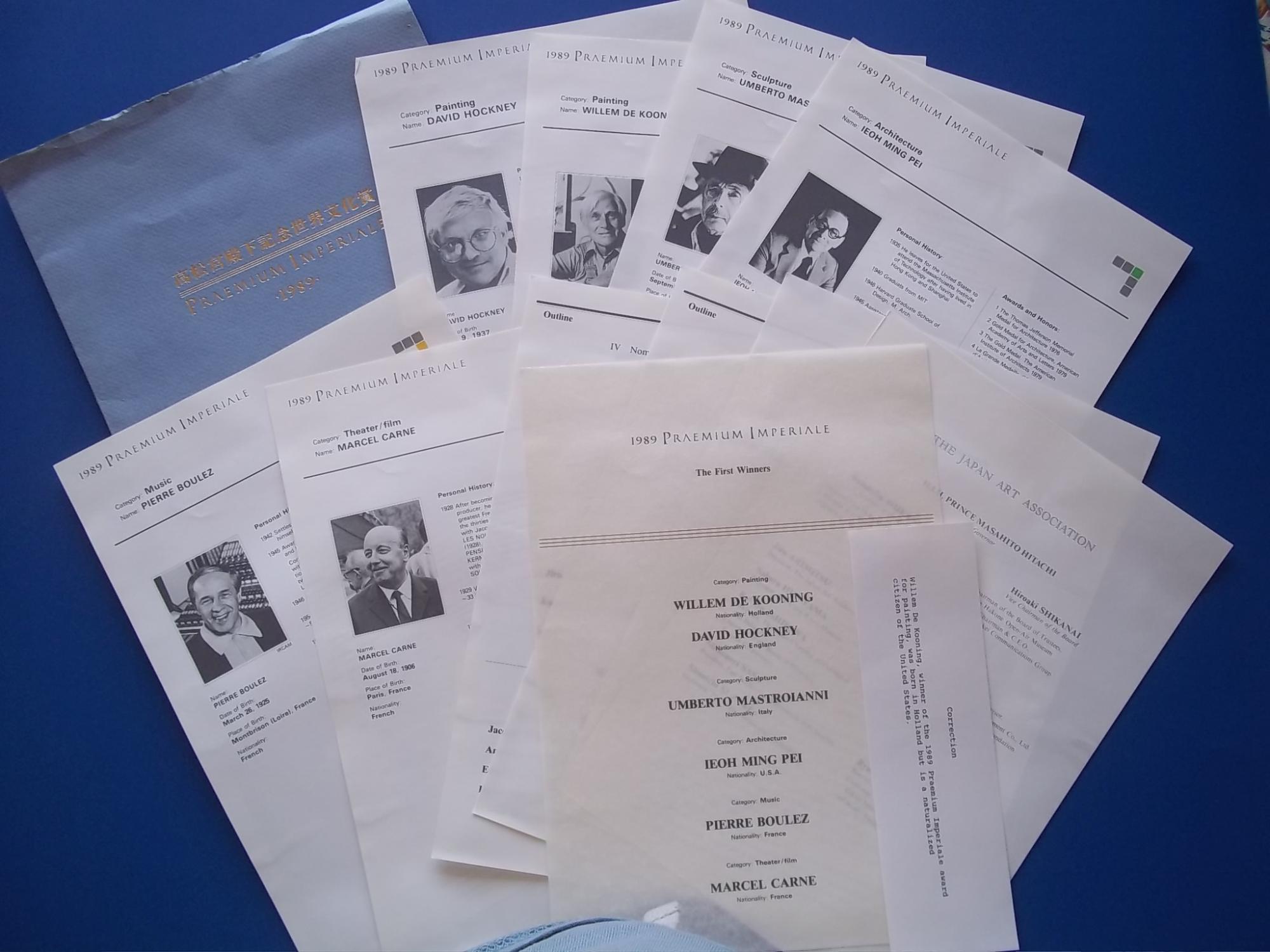 Praemium Imperiale 1989 Awards Packet (David Hockney) by The Japan Art ...