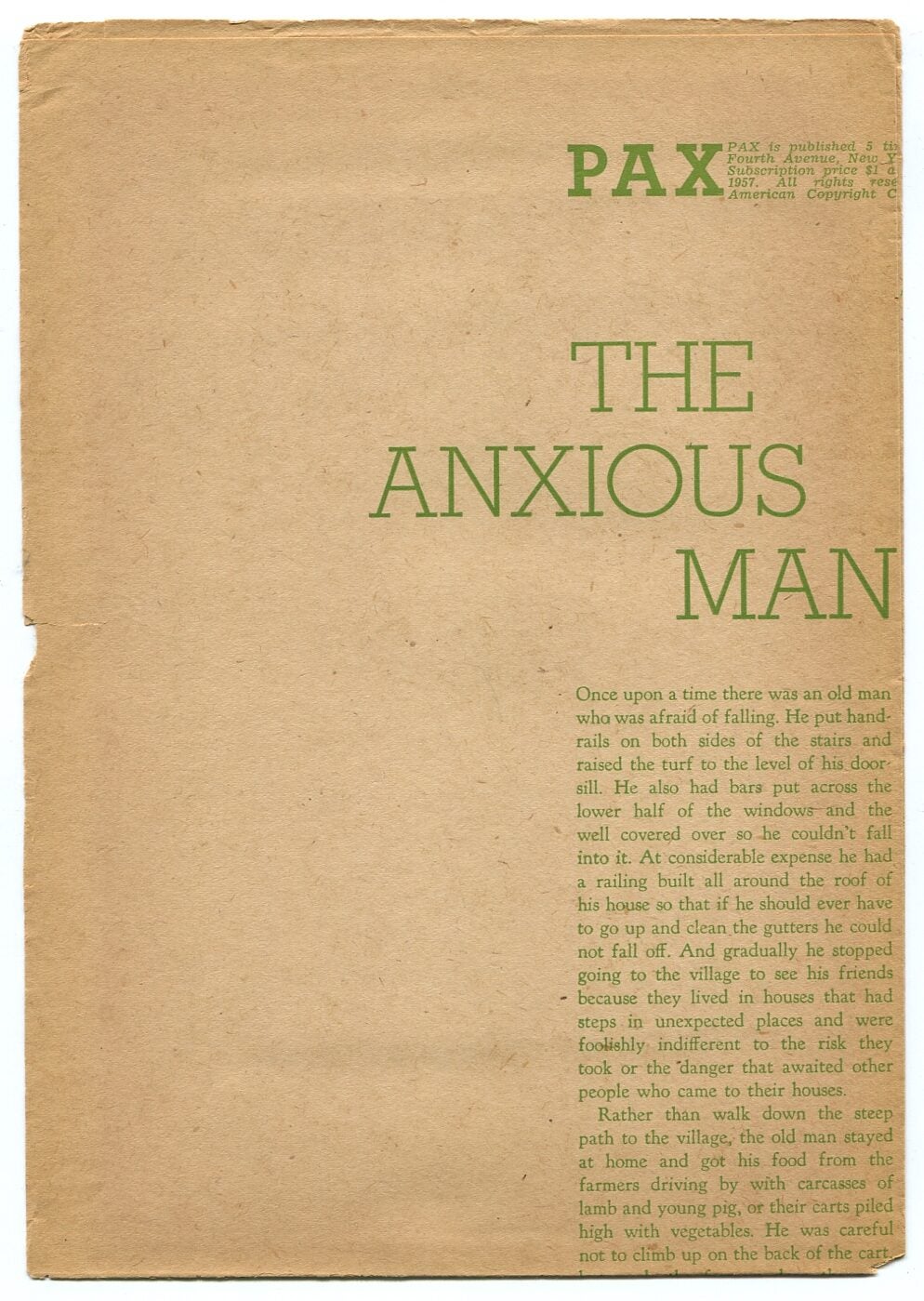 PAX 5 ["The Anxious Man" by William Maxwell] by MAXWELL, William and ...