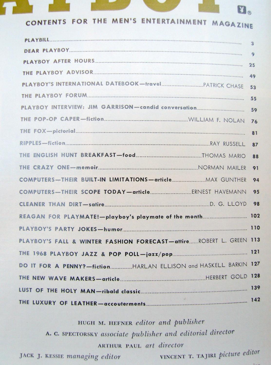 Playboy Magazine. Vol 14 No. 10 - October 1967 by Patrick Chase ...