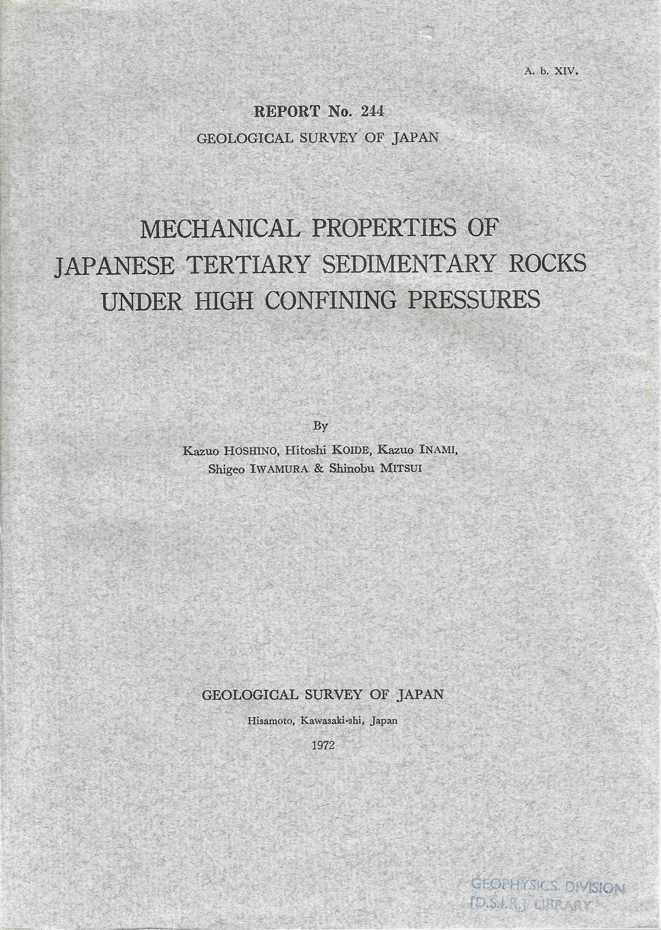 Mechanical Properties of Japanese Tertiary Sedimentary Rocks Under High ...