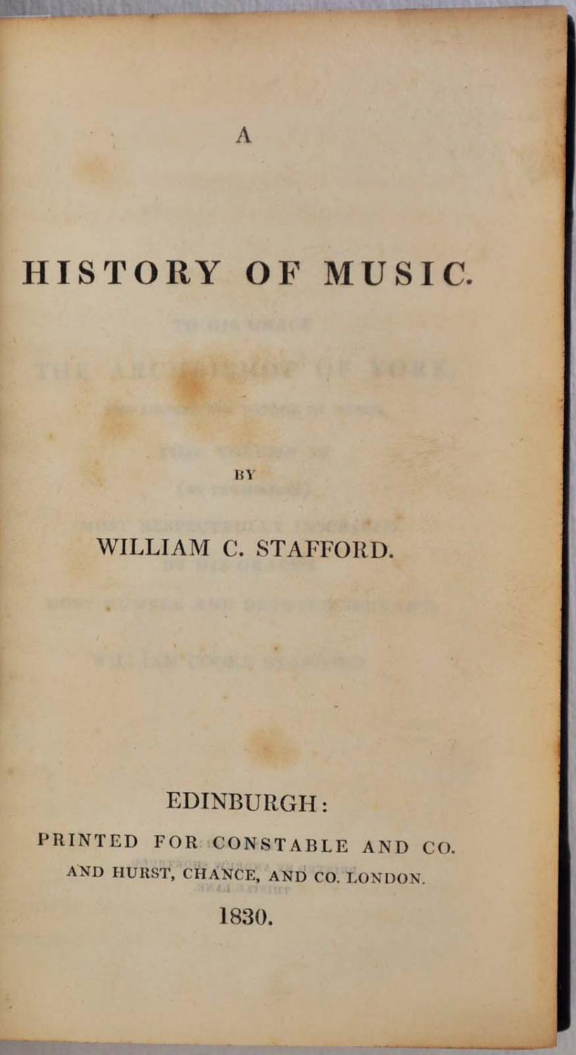 A HISTORY OF MUSIC. by Stafford, William C.: Very good+ condition ...