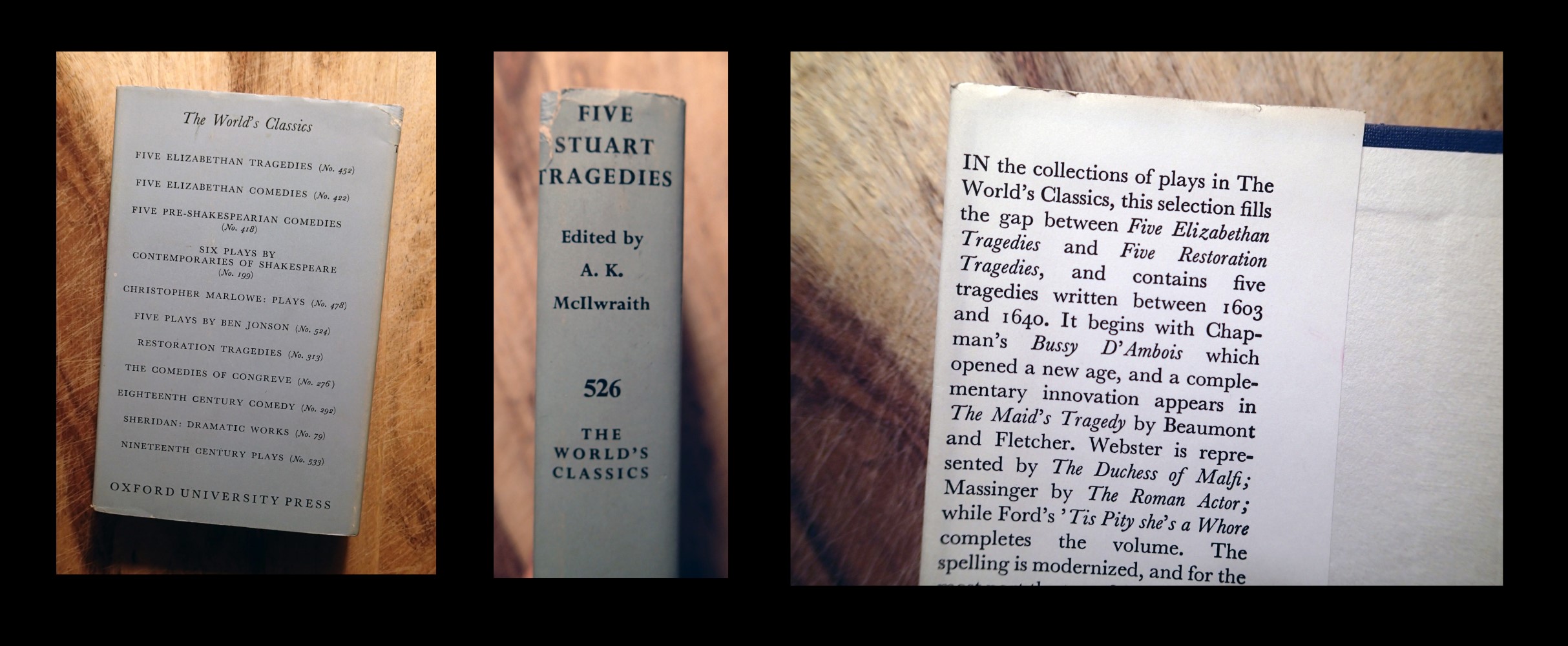 FIVE STUART TRAGEDIES : (The World's Classics Series - #526) by A. K ...