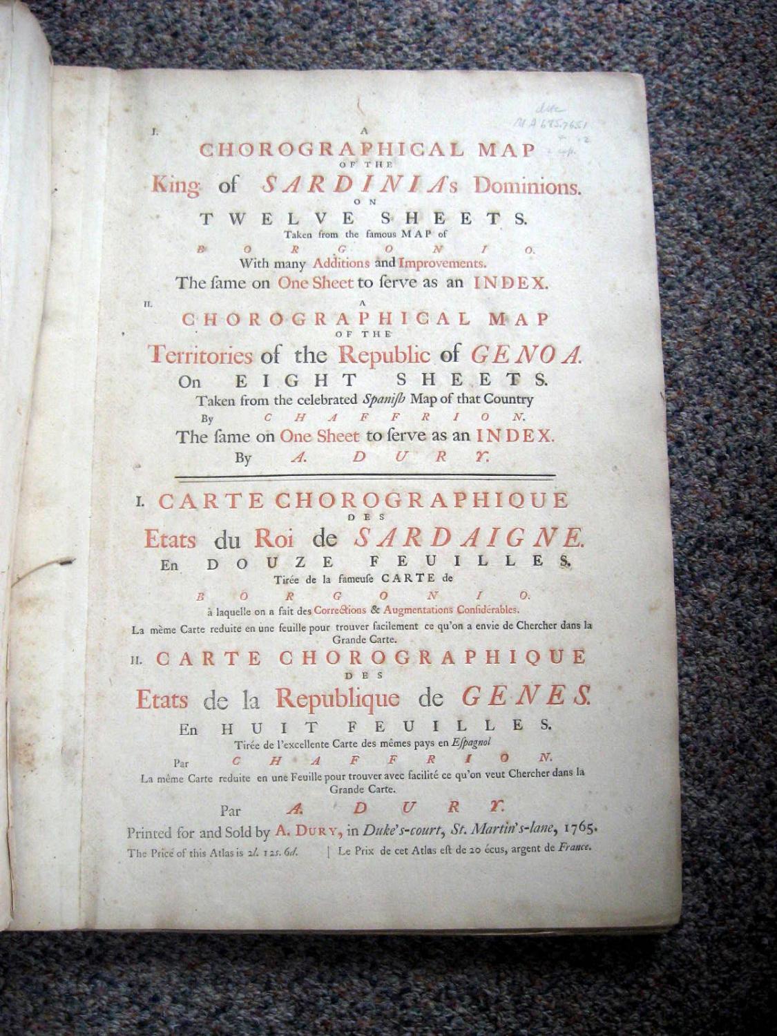 A chorographical map of the King of Sardinia's dominions : on 12 sheets ...