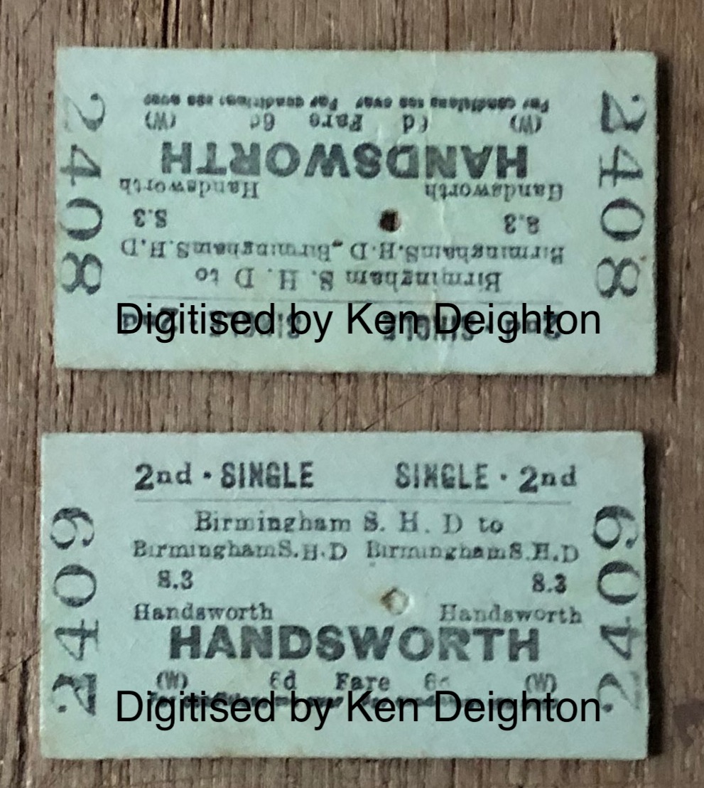 Birmingham S E ( U ) To Handsworth 2nd Single 17 Jun 57 2409 [ TWO ...