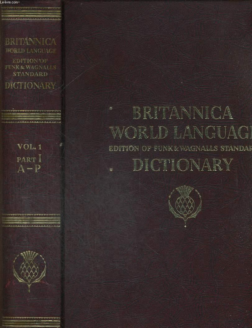 BRITANNICA WORLD LANGUAGE, EDITION OF FUNK AND WAGNALLS STANDARD ...
