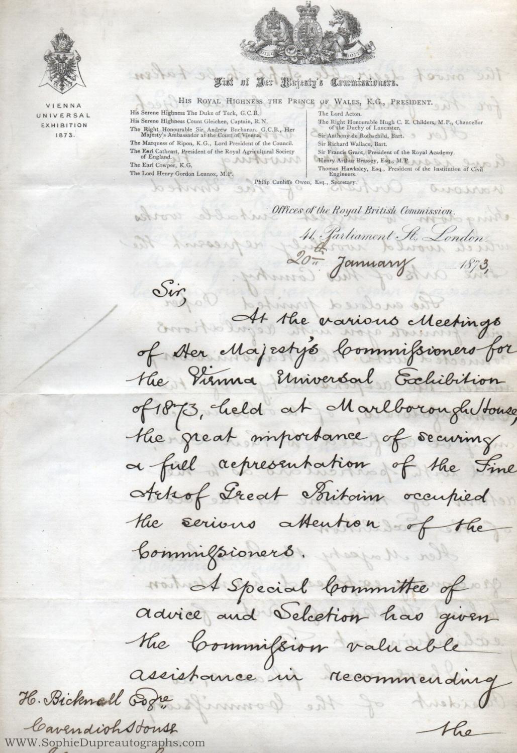 Letter Signed 'Albert Edward' when Prince of Wales, (1841-1910, King of ...