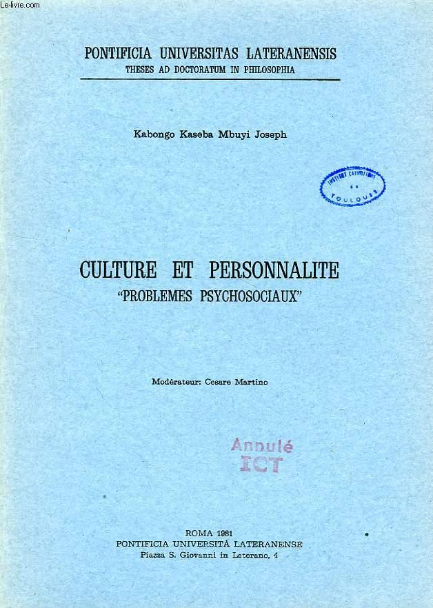 CULTURE ET PERSONNALITE, 'PROBLEMES PSYCHOSOCIAUX' by MBUYI JOSEPH ...