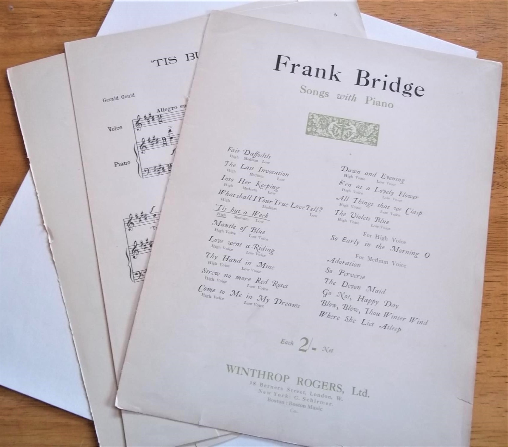 'Tis But A Week: Song with Piano, High (Sheet Music) by Frank Bridge ...
