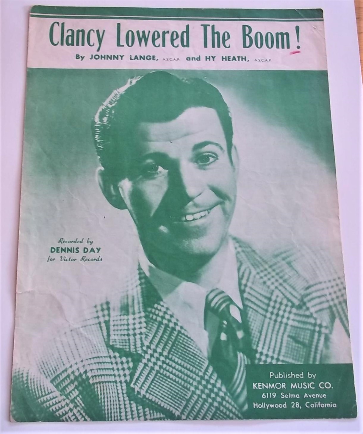 Clancy Lowered The Boom! (Sheet Music) (Cover Photo of Dennis Day) de ...