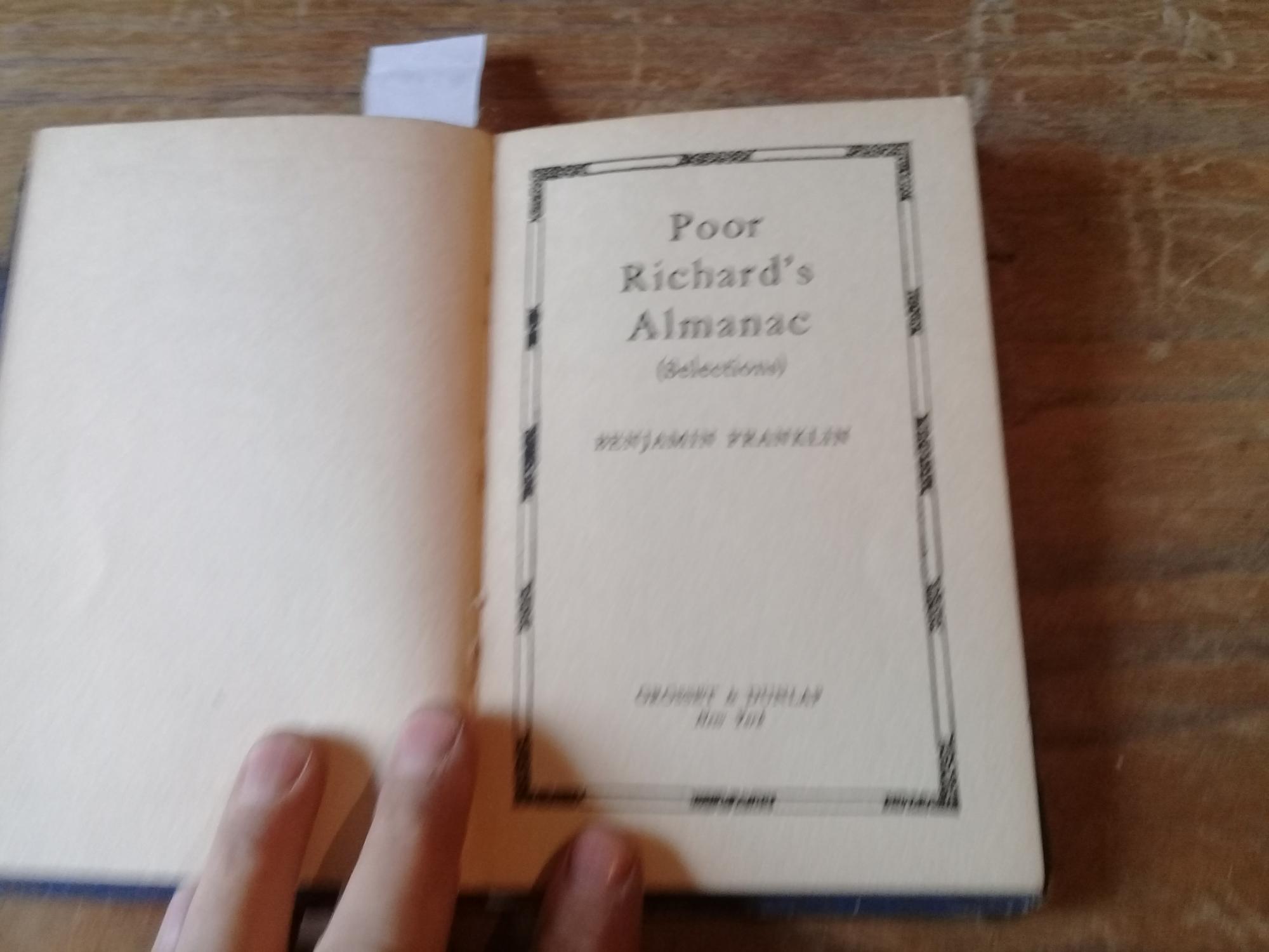 Poor Richard's Almanac. by Franklin, Benjamin.: Excelente ...