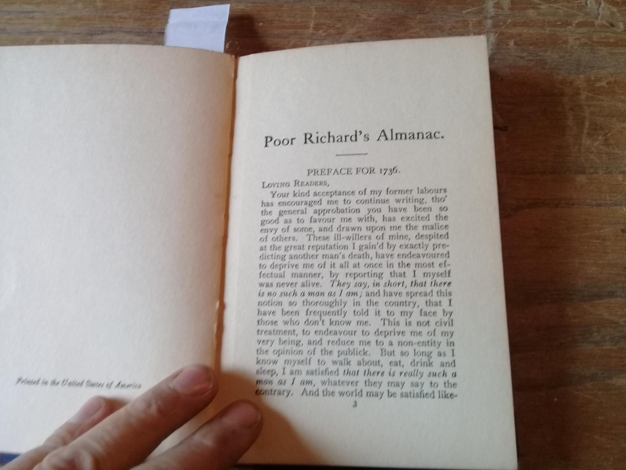 Poor Richard's Almanac. by Franklin, Benjamin.: Excelente ...