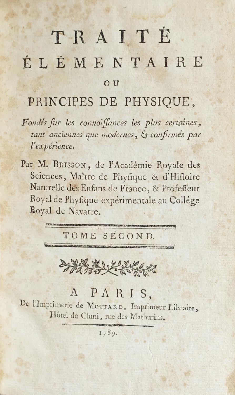 Traité élémentaire ou principes de physique, Fondés sur les ...