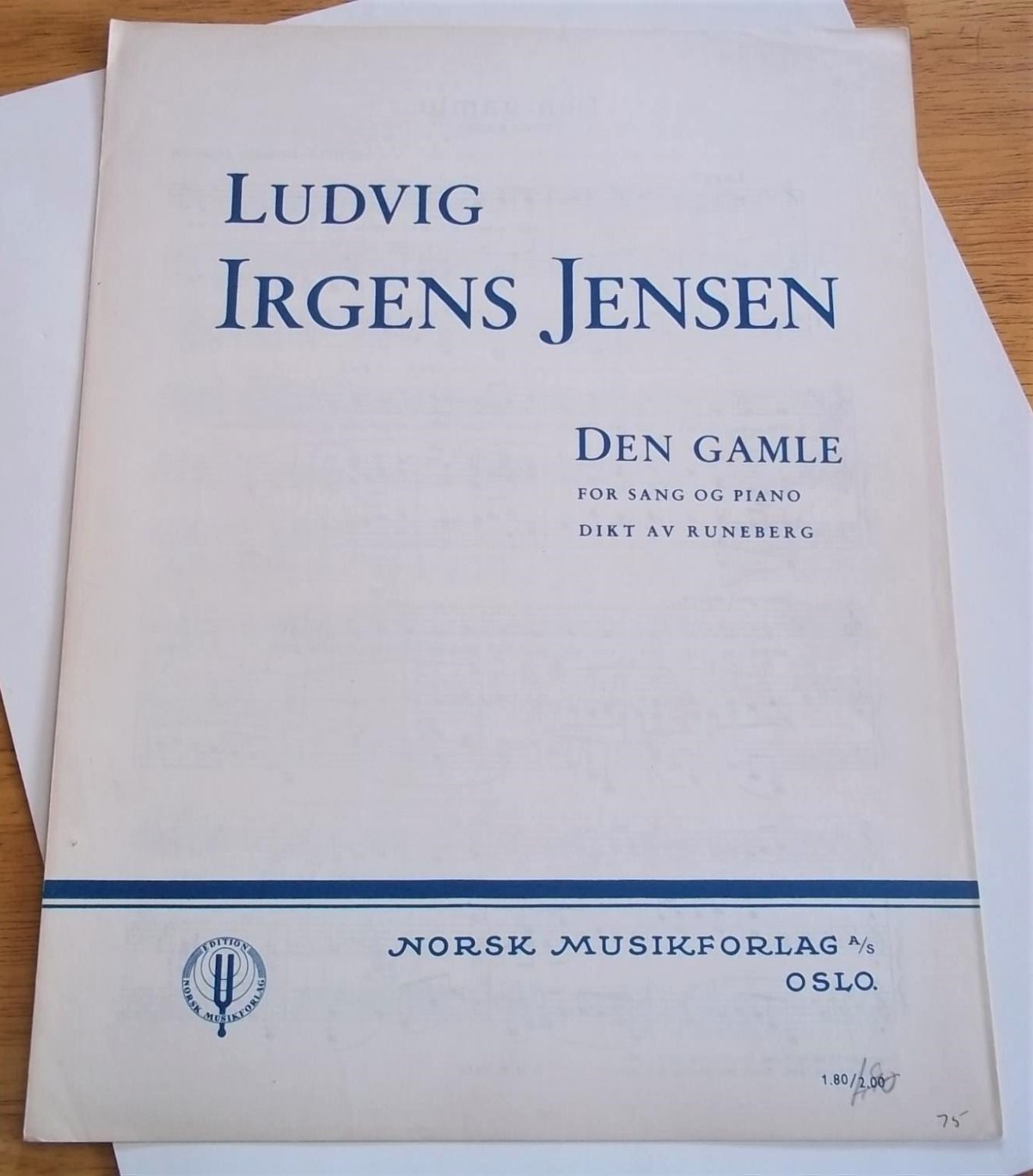 Den Gamble: For Sang Og Piano, Dikt Av Runeberg (Sheet Music) by Ludvig ...