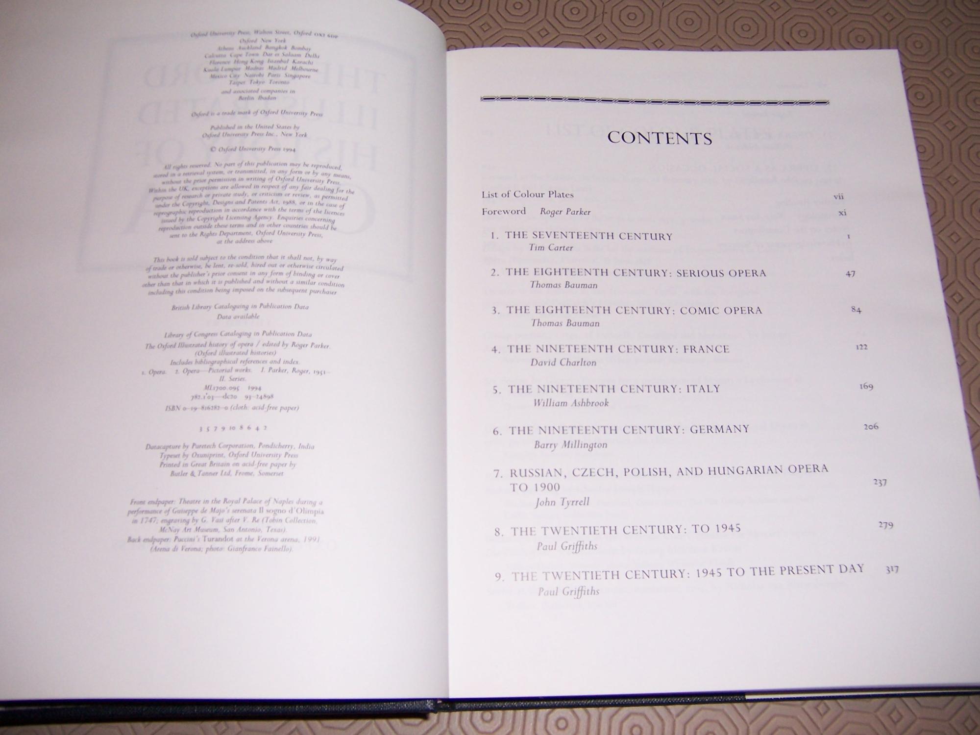 THE OXFORD ILLUSTRATED HISTORY OF OPERA by ROGER PARKER: Very Good ...