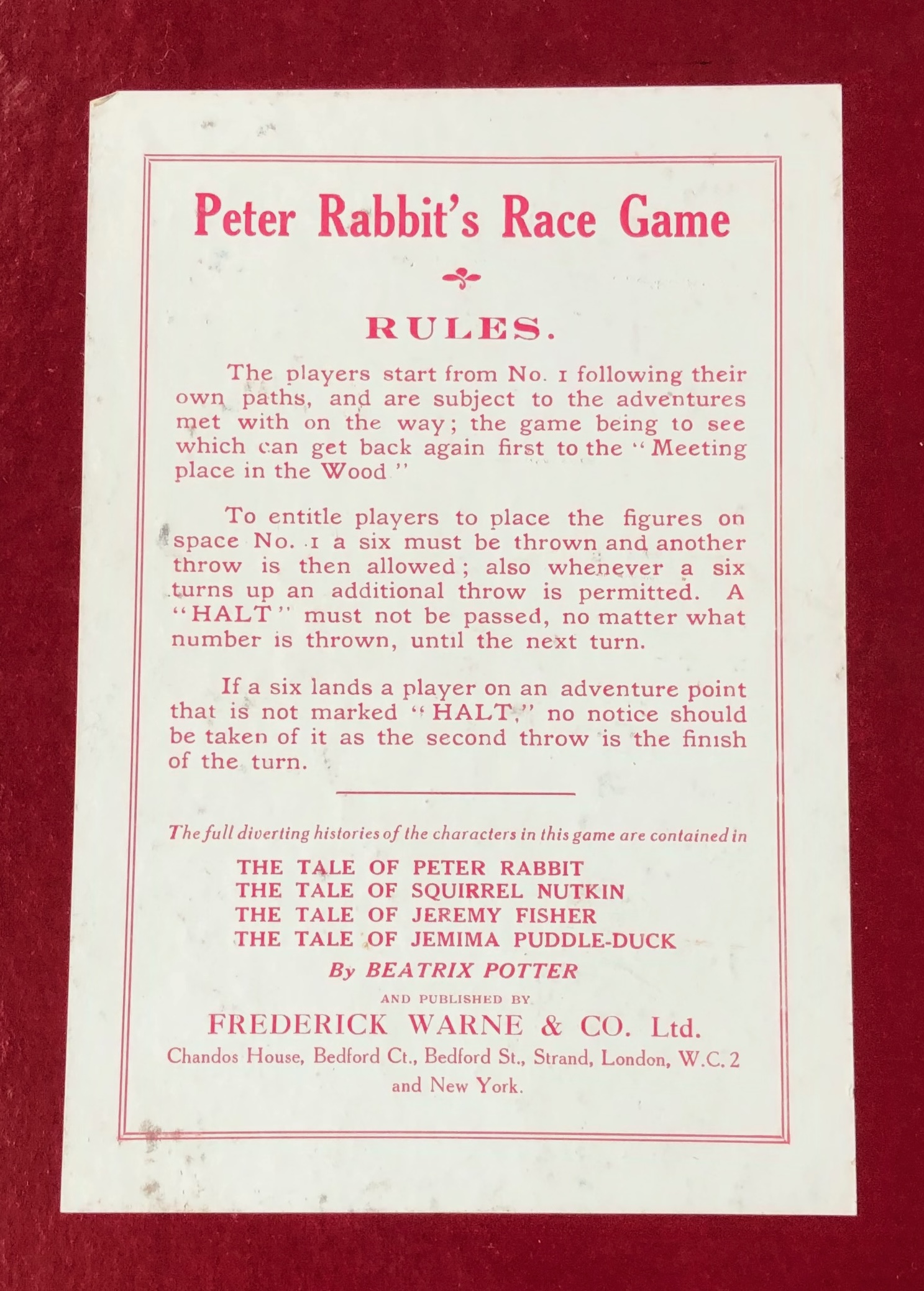 Peter Rabbit's Race Game A New And Exciting Board Game Introducing ...