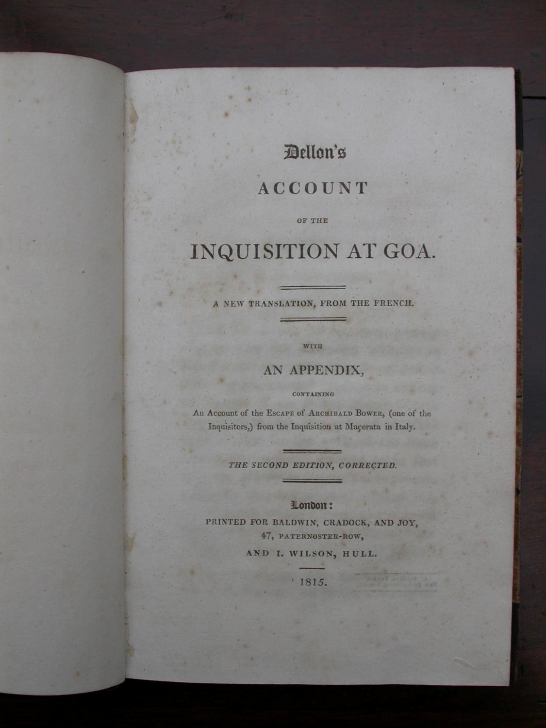 Account of the Inquisition at Goa. a new translation, from the French ...