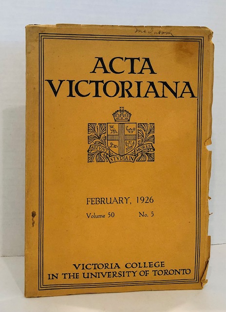 Acta Victoriana: Very Good Soft cover (1926) First Edition | Reeve ...