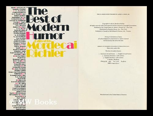 The Best of Modern Humor / Edited by Mordecai Richler by Richler ...