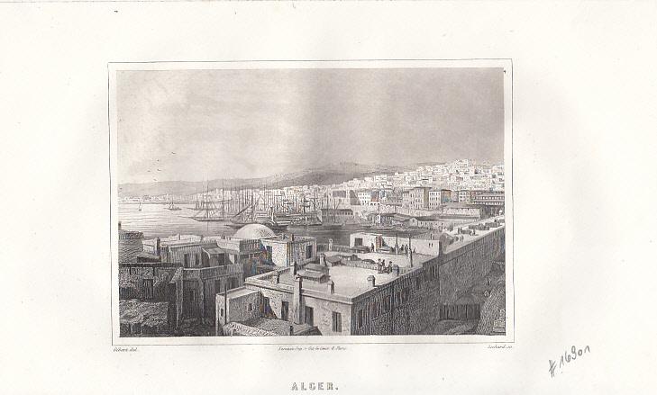 Blick auf die Altstadt mit Hafen. Original - Stahlstich von Lechard ...