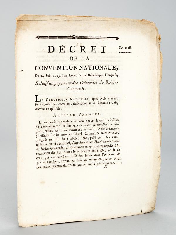 Décret de la Convention Nationale, du 24 juin 1793, Relatif au payement ...