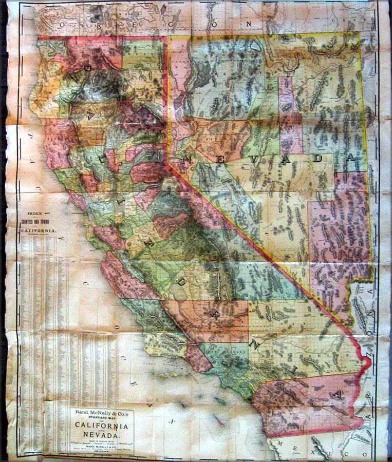 Standard Map of California & Nevada (Map from 1887 by Rand, McNally ...