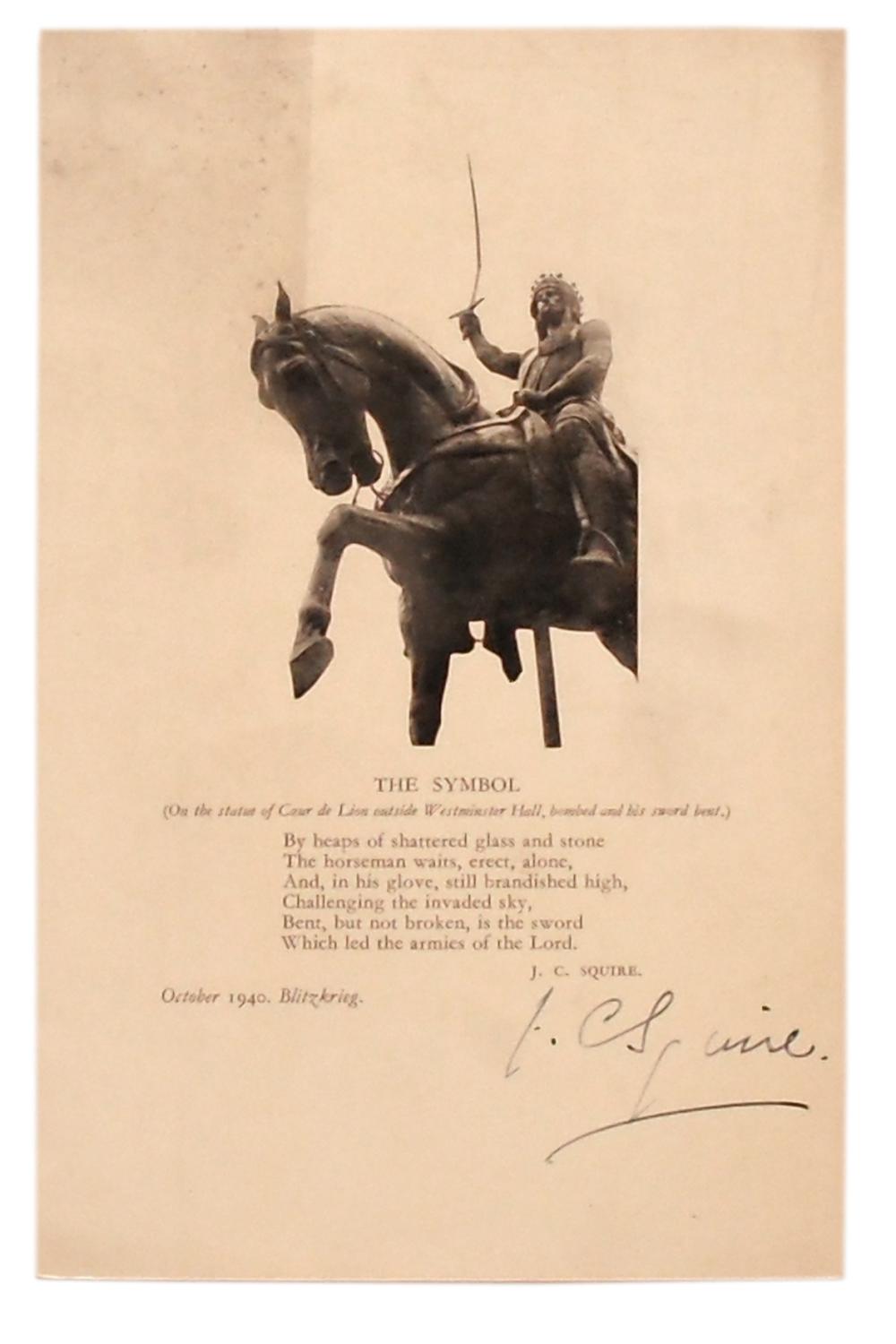 The Symbol; a poem by Squire (J.C.).: (1940) | Bertram Rota Ltd