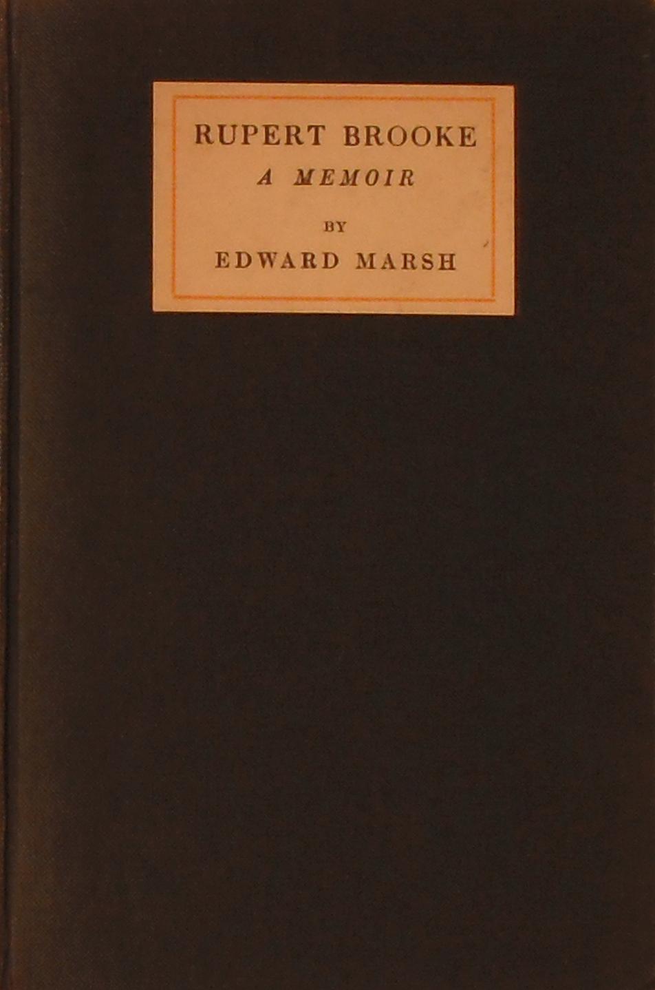 Rupert Brooke: A Memoir by Brooke (Rupert). Marsh (Edward): (1918 ...
