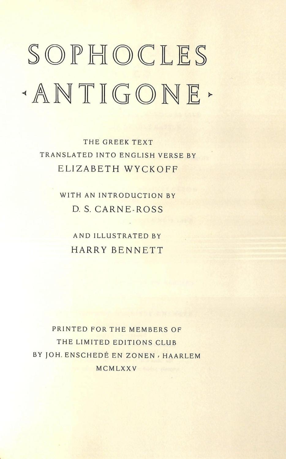 ANTIGONE by SOPHOCLES: Hardcover (1975) Signed by Author(s) | Charles ...