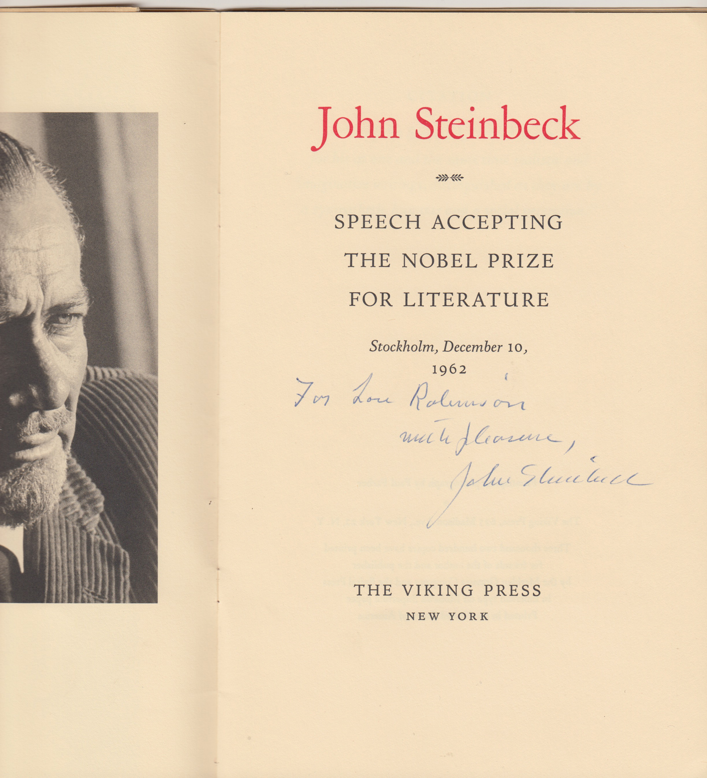 Nobel Prize For Literature John Steinbeck