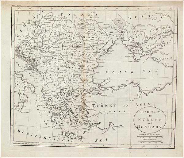 Map of Turkey in Europe and Hungary, Russell, ca 1800 by Russell: (1800 ...