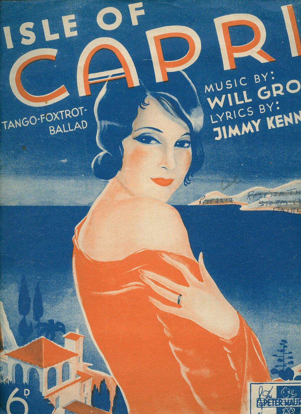 Isle of Capri [Sheet Music] by Will Grosz and Jimmy Kennedy: (1934 ...