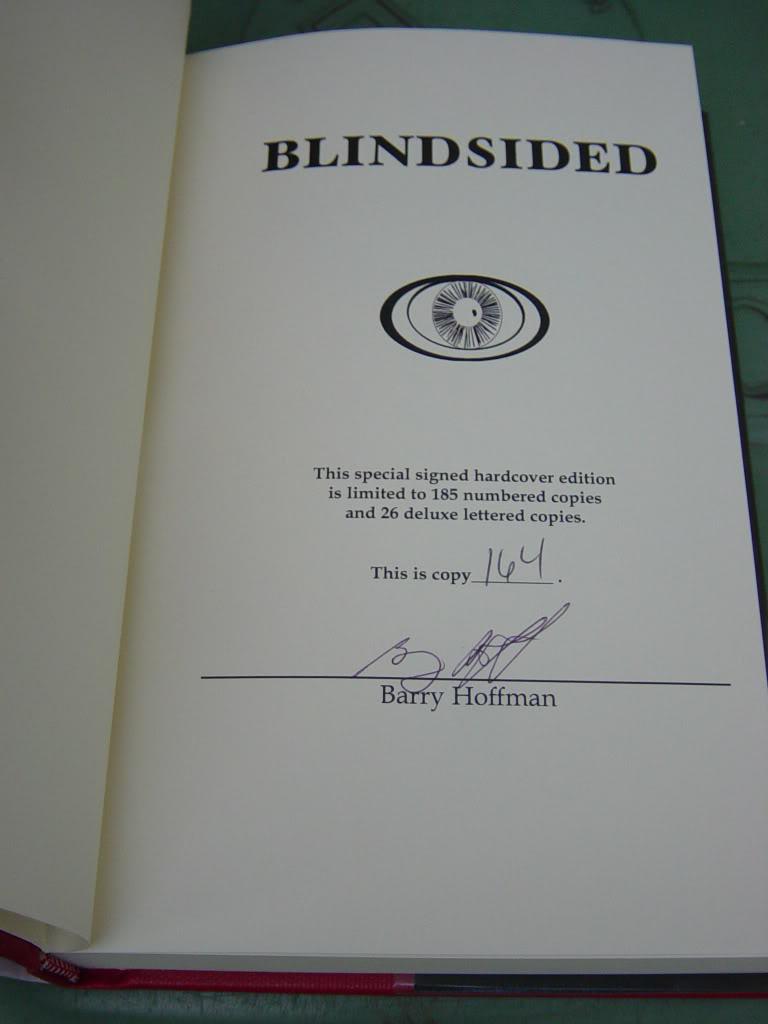 BLINDSIDED: SIGNED LIMITED EDITION HARDCOVER 164/185 by Barry Hoffman ...