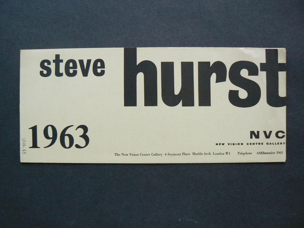 Steve Hurst. New Vision Centre Gallery, March 1963. by HURST, STEVE ...
