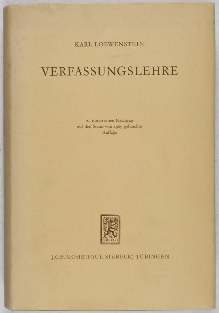 Verfassungslehre by Loewenstein, Karl: g Hardcover (1969) | ERIC CHAIM ...