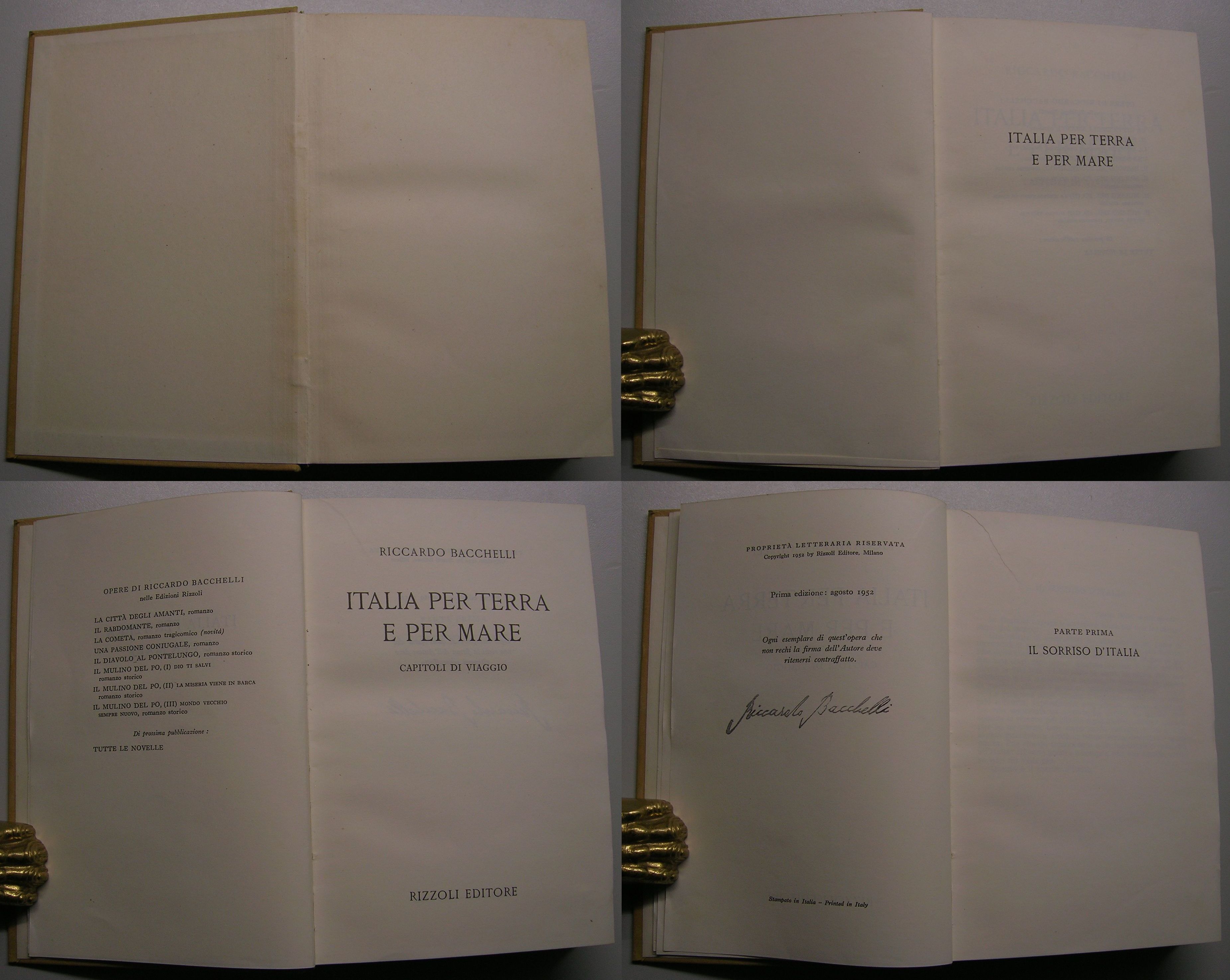 Italia per terra e per mare. Capitoli di viaggio by BACCHELLI Riccardo ...
