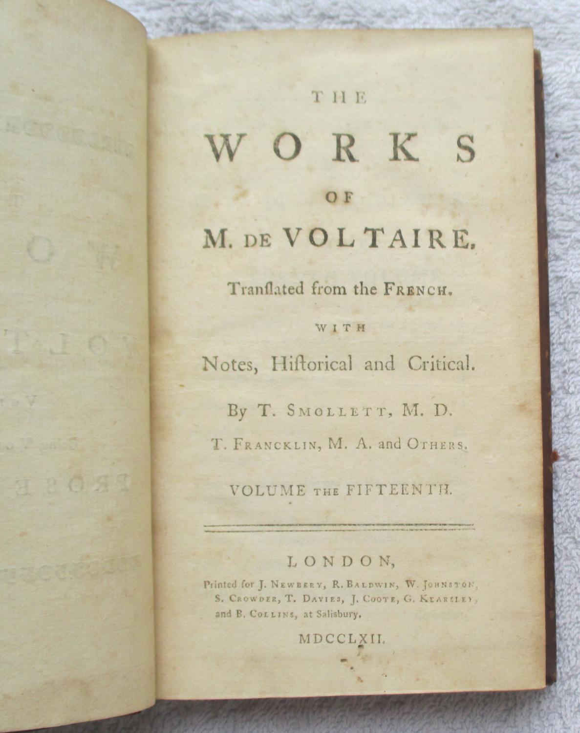 The Works of M. de Voltaire volume 20 only (being vol XV of his Prose ...
