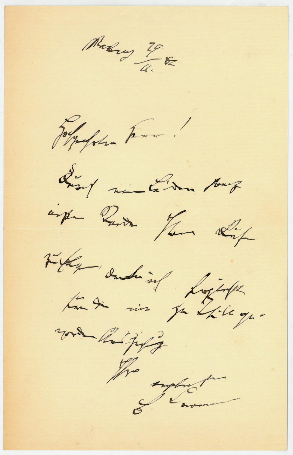 Eigenh. Brief mit U. by Lorm, Hieronymus, d. i. Heinrich Landesmann ...