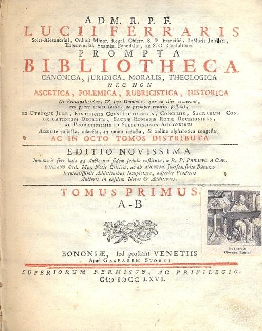 Prompta Bibliotheca canonica, juridica, moralis, theologica nec non ...
