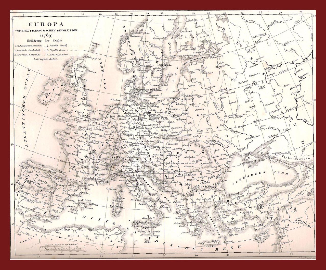 Tavola Litografica Europa pre Rivoluzione Francese by Joann Georg Heck ...